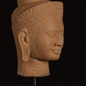 Antique Bakheng Style Khmer Stone Shiva Head Statue - the Destroyer ...