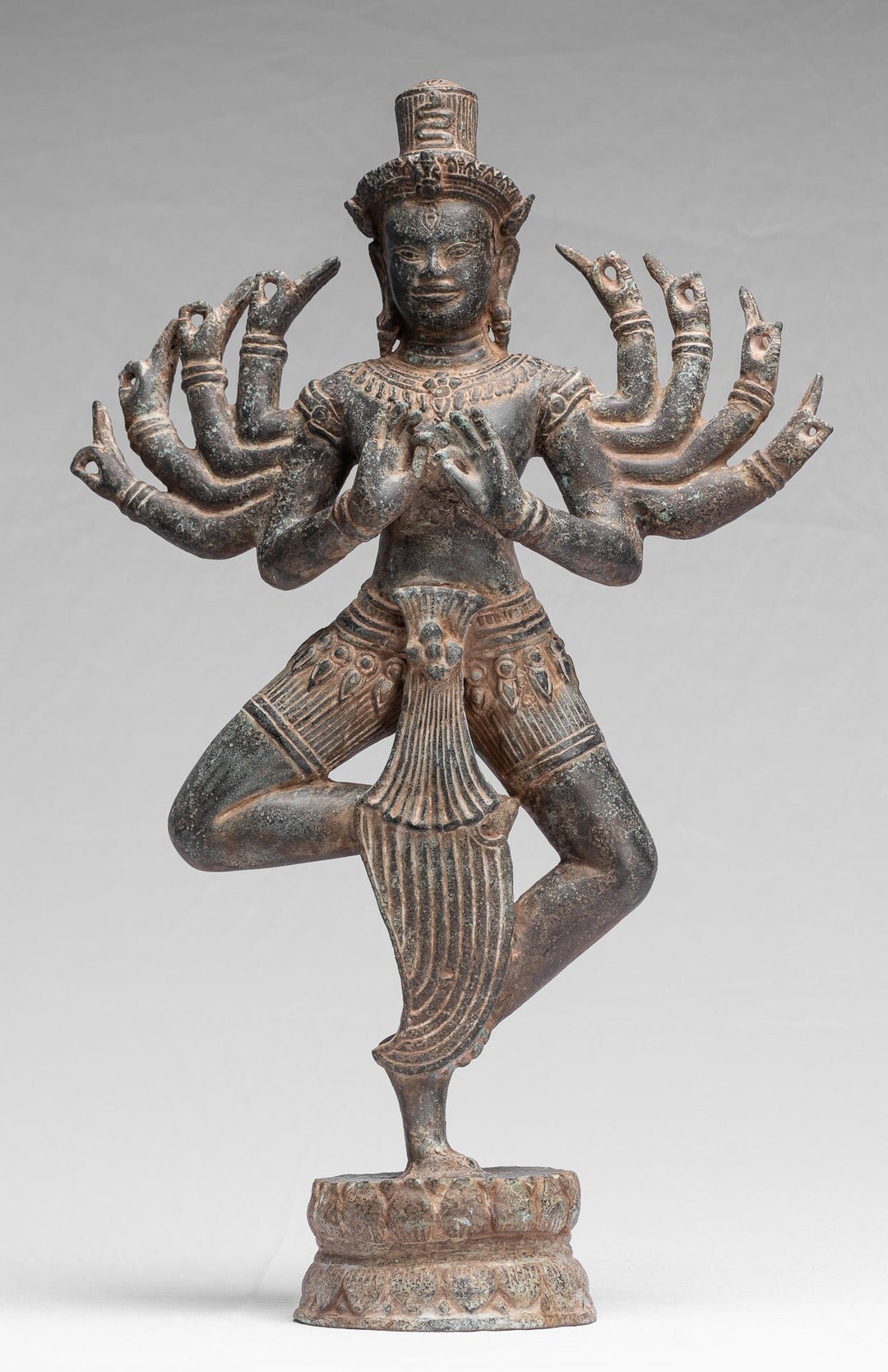 Shiva Statue - Antique Khmer Style Bronze Post-bayon Ardhaparyanka ...