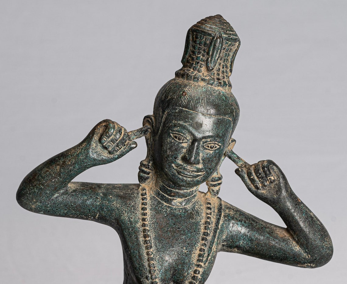 Devi Statue Antique Khmer Style Bronze 'hear No - Etsy
