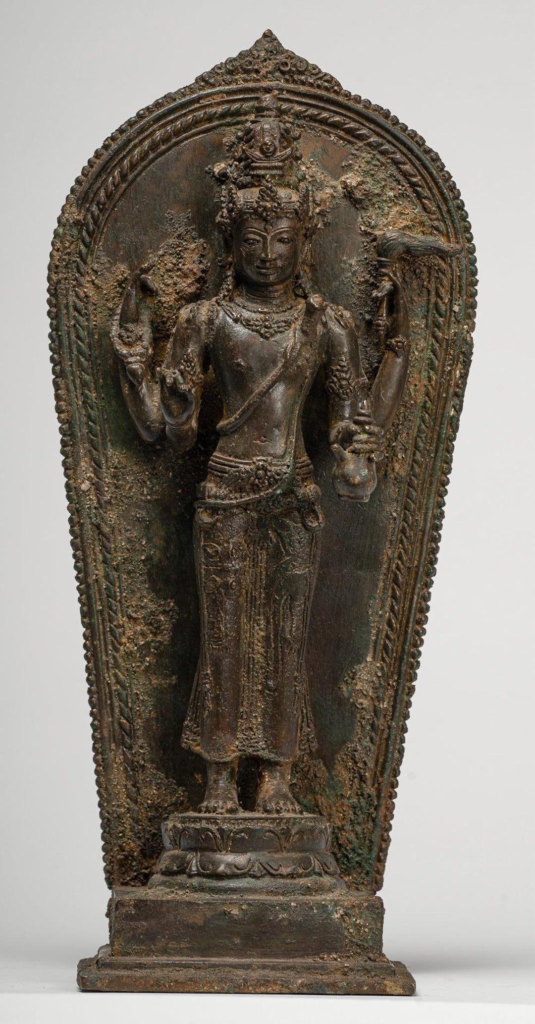 Shiva Statue - Antique Indonesian Style Bronze Javanese Standing 4-arm ...