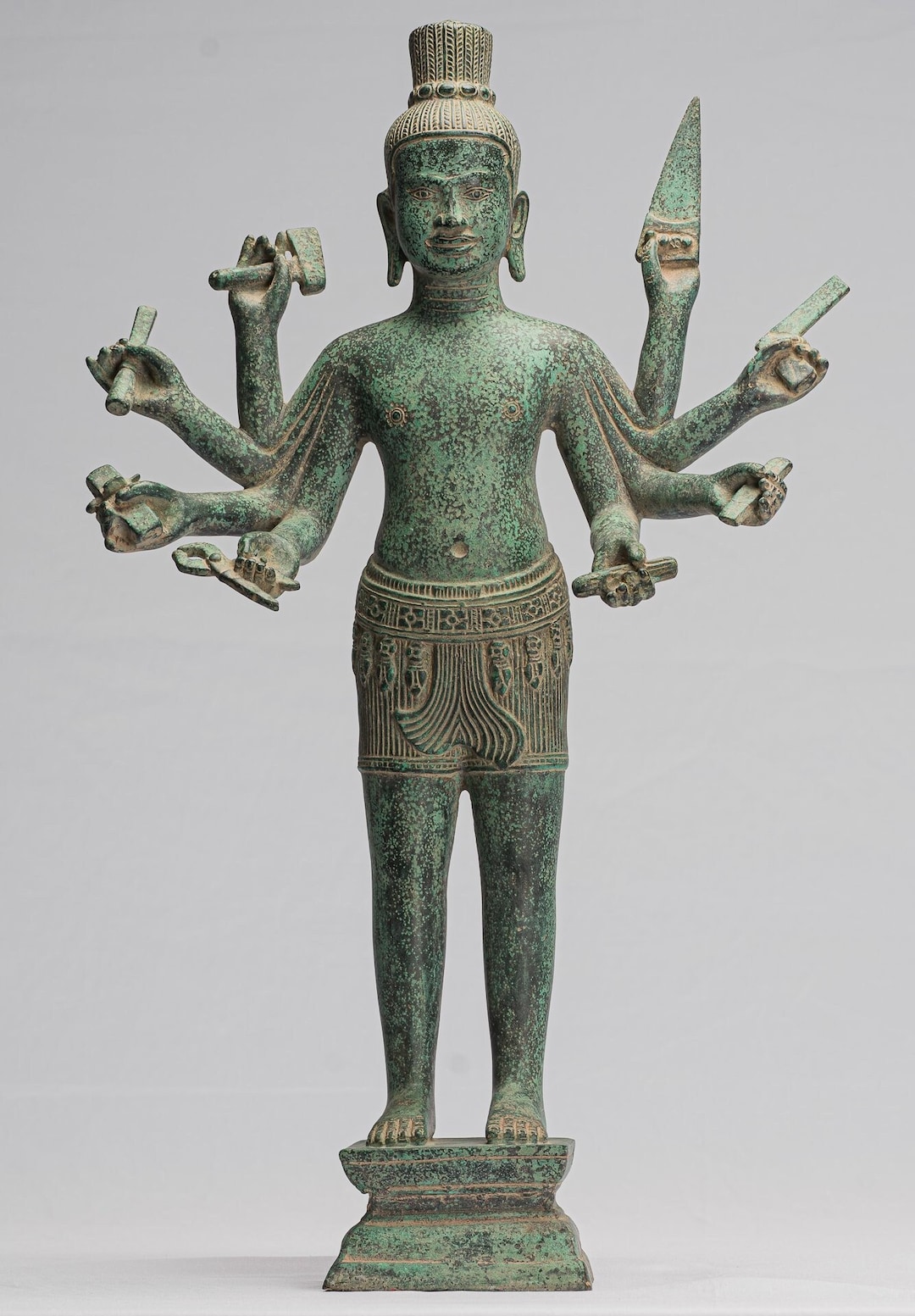Vishnu Statue - Antique Khmer Style Bronze Bayon Style Vishnu Statue ...