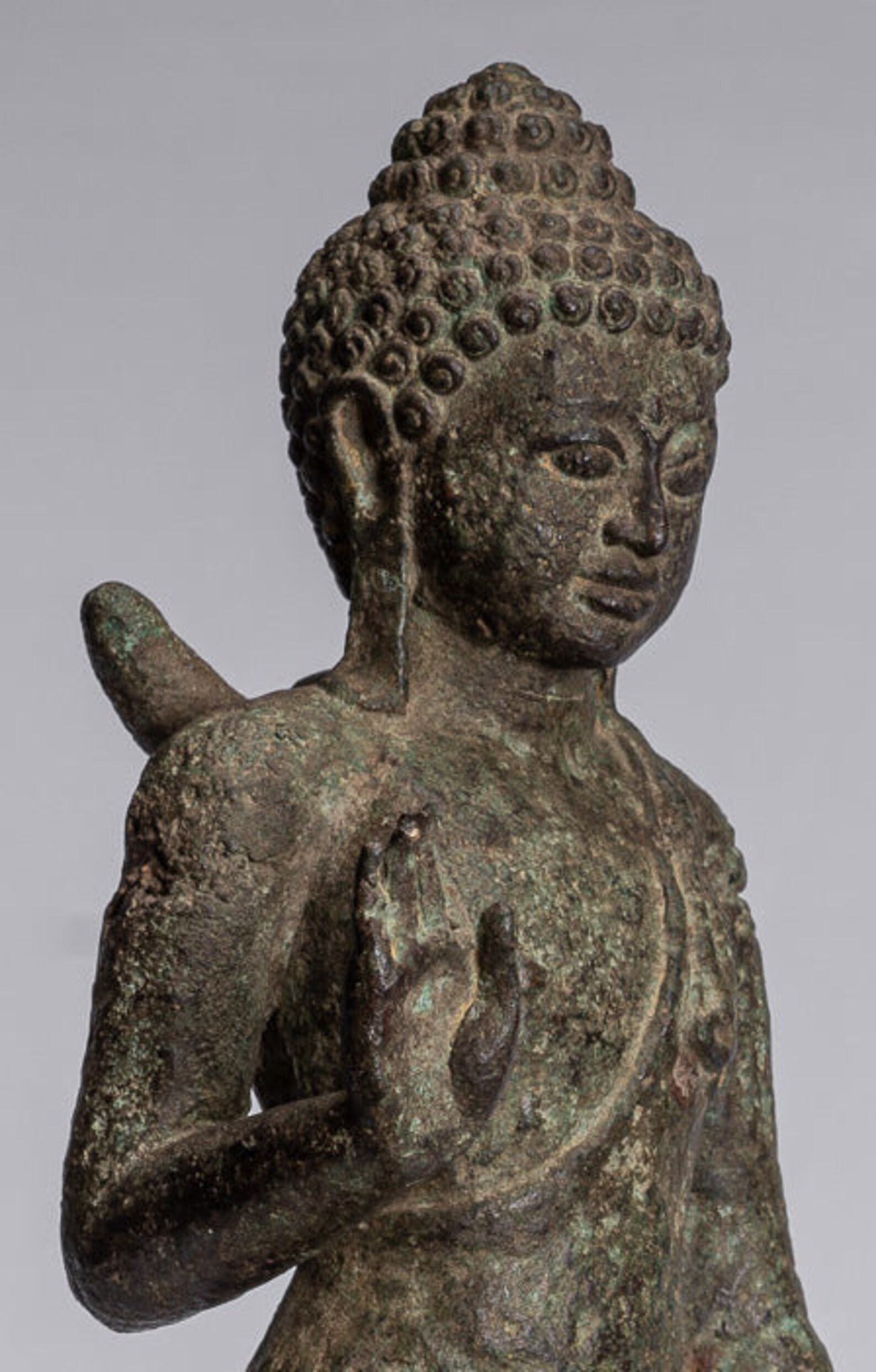 Buddha Statue - Antique Indonesian Style Javanese Standing Protection ...