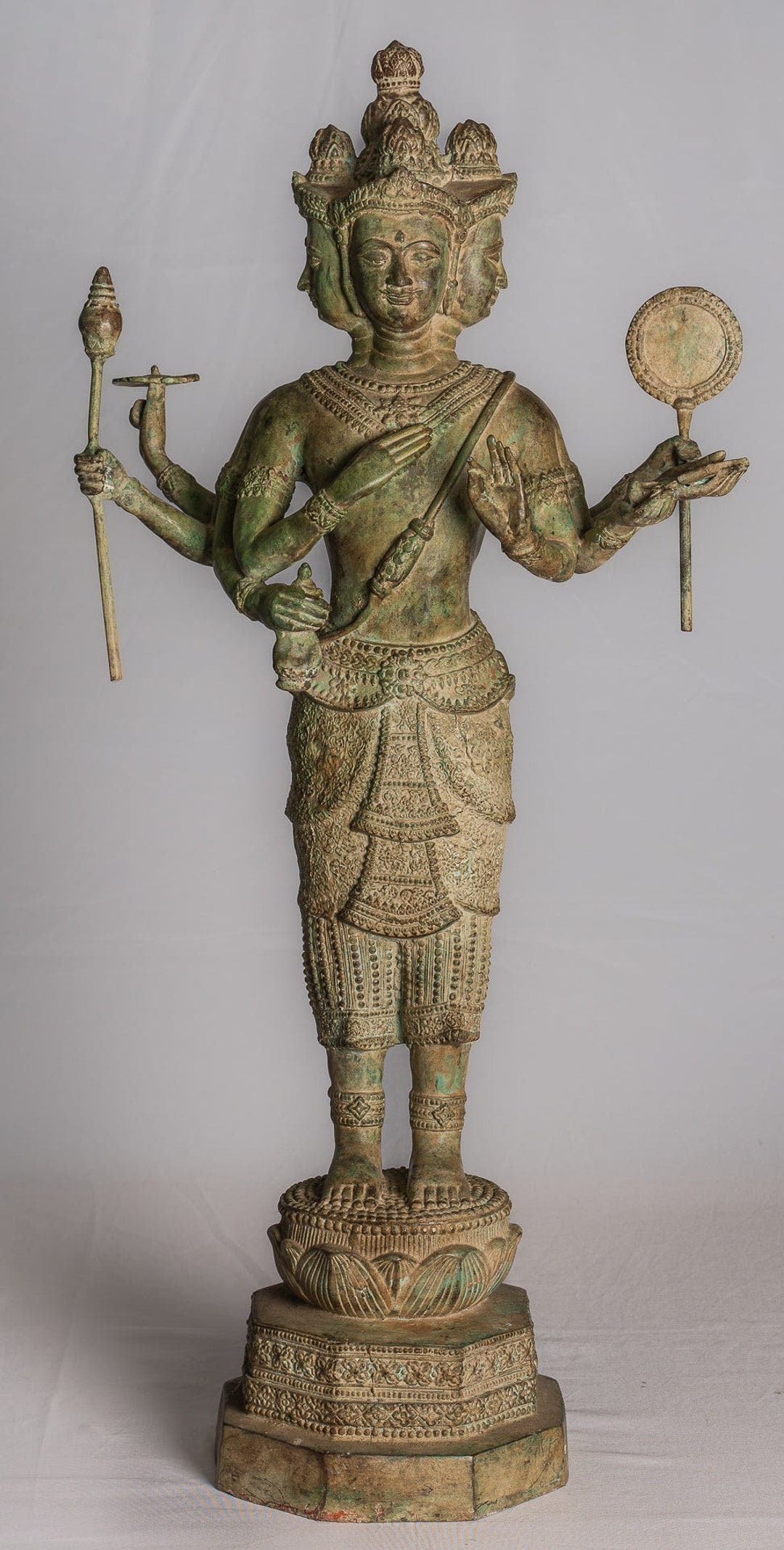 Brahma Statue - Brahma Statue - Antique Thai Style Standing Bronze ...