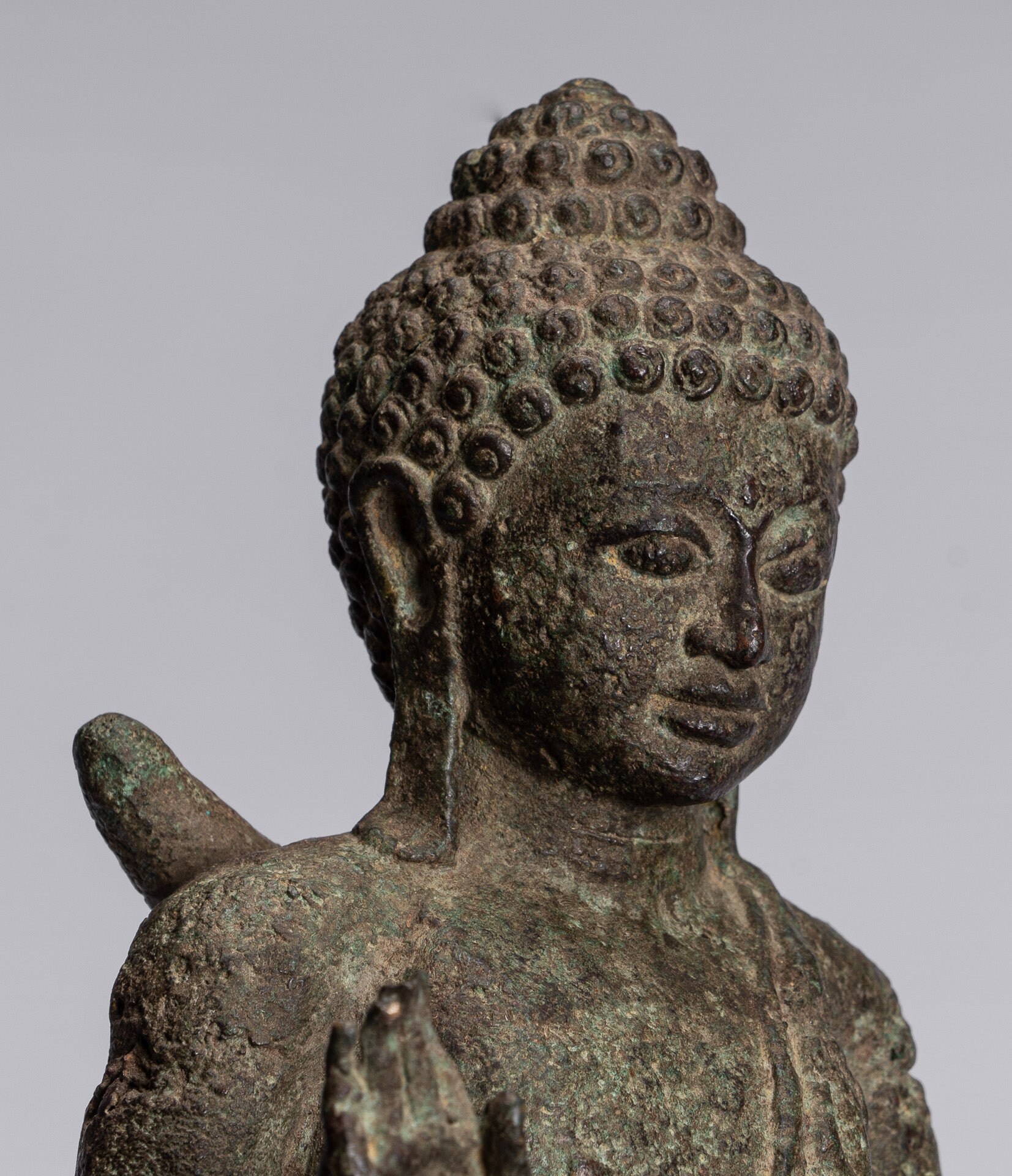 Buddha Statue - Antique Indonesian Style Javanese Standing Protection ...