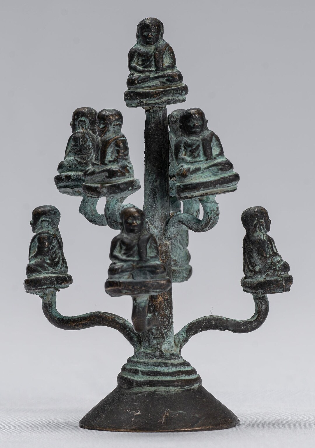 Buddha Sculpture - Antique Thai Style Bronze Bodhi Tree of Happy, Fat ...