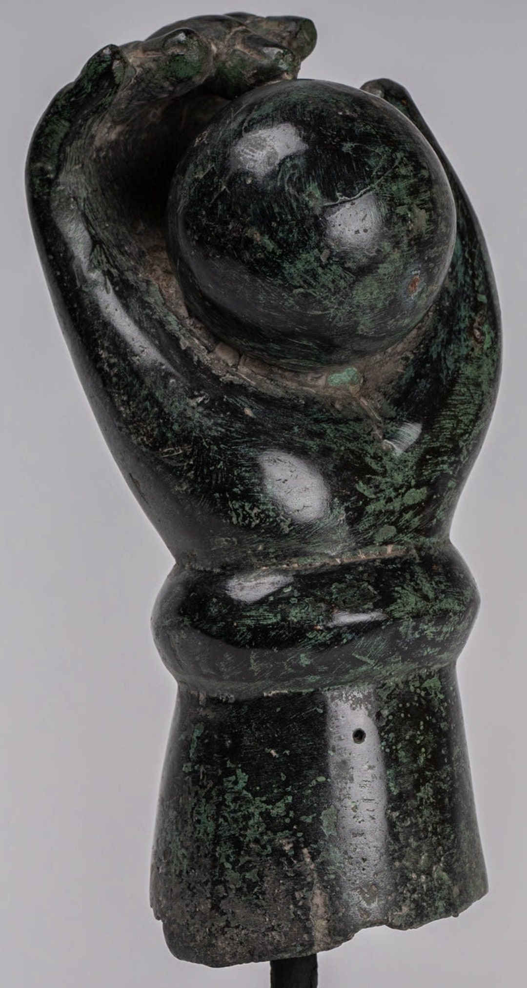 Mounted Antique Khmer Style Southeast Asia Bronze Vishnu Hand & Pinda ...