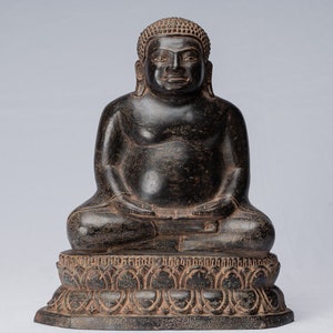 Buddha Statue - Antique Thai Style Bronze Happy, Fat, Laughing Buddha ...