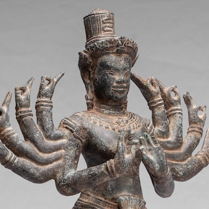 Shiva Statue - Antique Khmer Style Bronze Post-bayon Ardhaparyanka ...