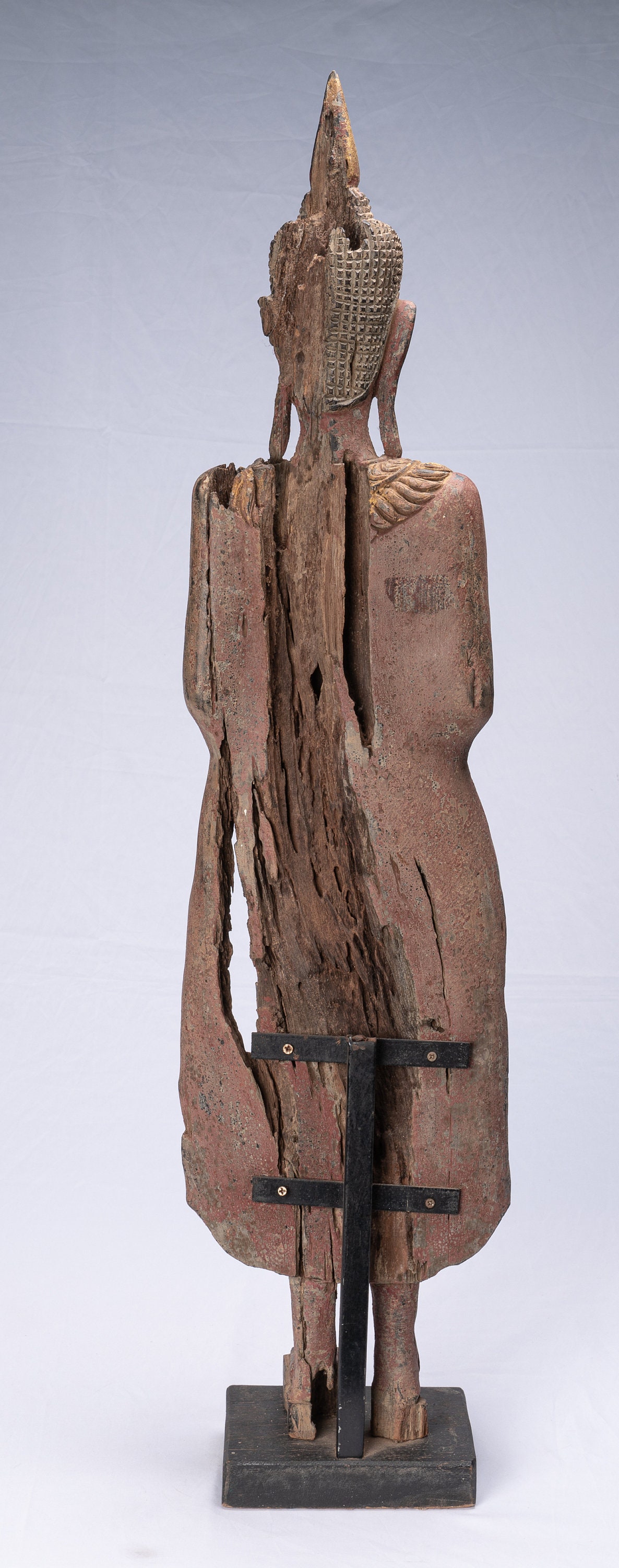 Buddha Statue - Antique Khmer Style Wood Standing Thoughtful Sunday ...
