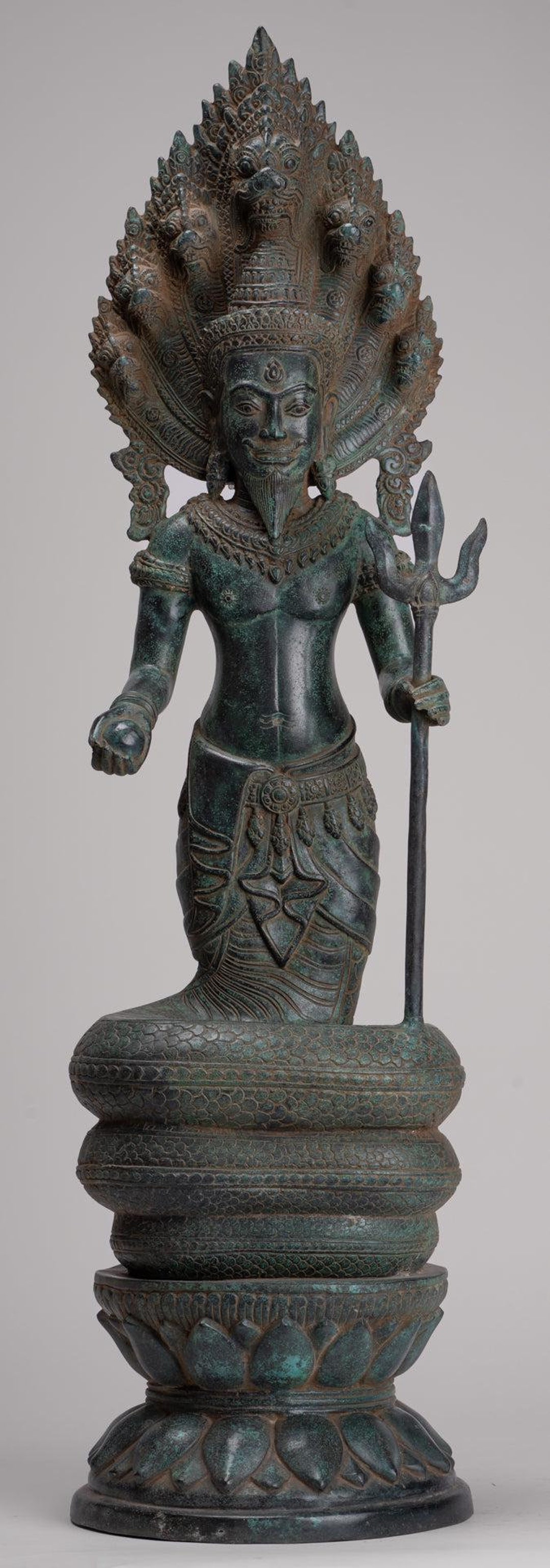 Naga Statue - Antique Khmer Style Bronze Protective 'kaundinya I ...