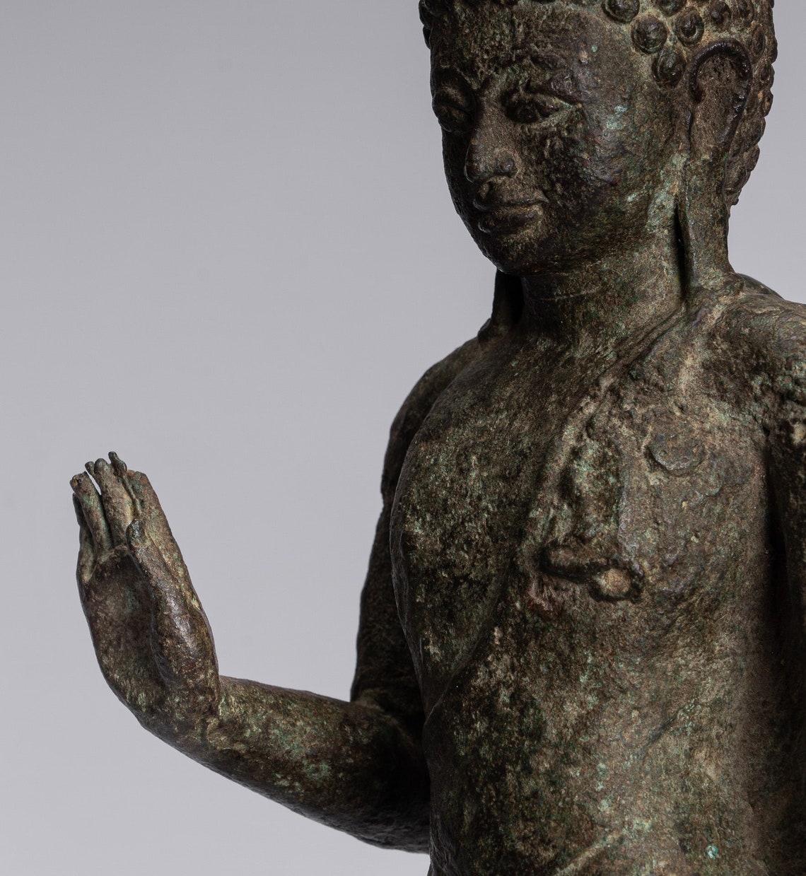 Buddha Statue - Antique Indonesian Style Javanese Standing Protection ...