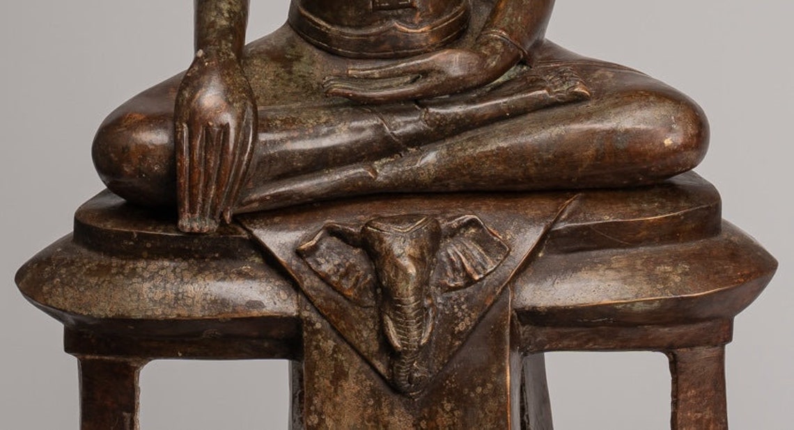 Buddha Statue - Antique Thai Style Chiang Rung Seated Enlightenment ...