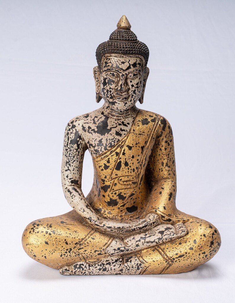 Antique Khmer Style Wood Seated Buddha Statue Dhyana | Etsy