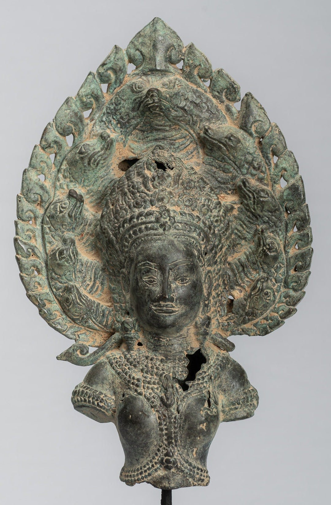 Apsara - Antique Khmer Style Bronze Angkor Wat Apsara & Naga Statue ...