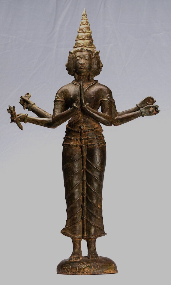 Brahma Statue Antique Indian Style Standing Bronze Brahma 6 - Etsy