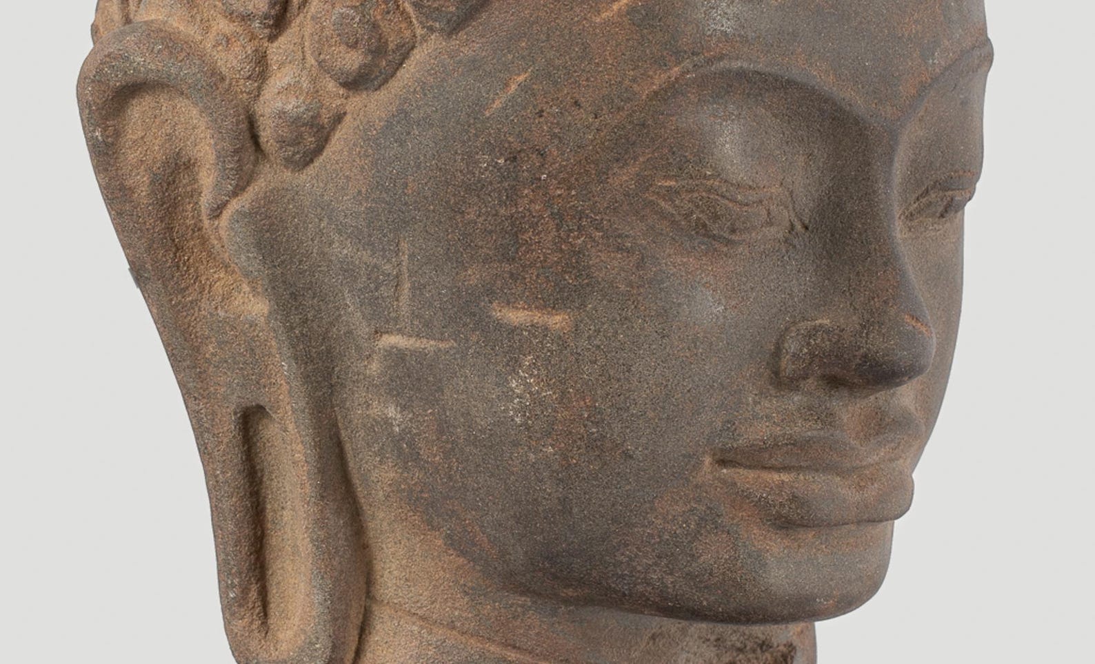 Buddha Statue - Antique Dvaravati Style Thai Stone Buddha Head Statue ...