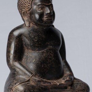 Buddha Statue - Antique Thai Style Bronze Happy, Fat, Laughing Buddha ...