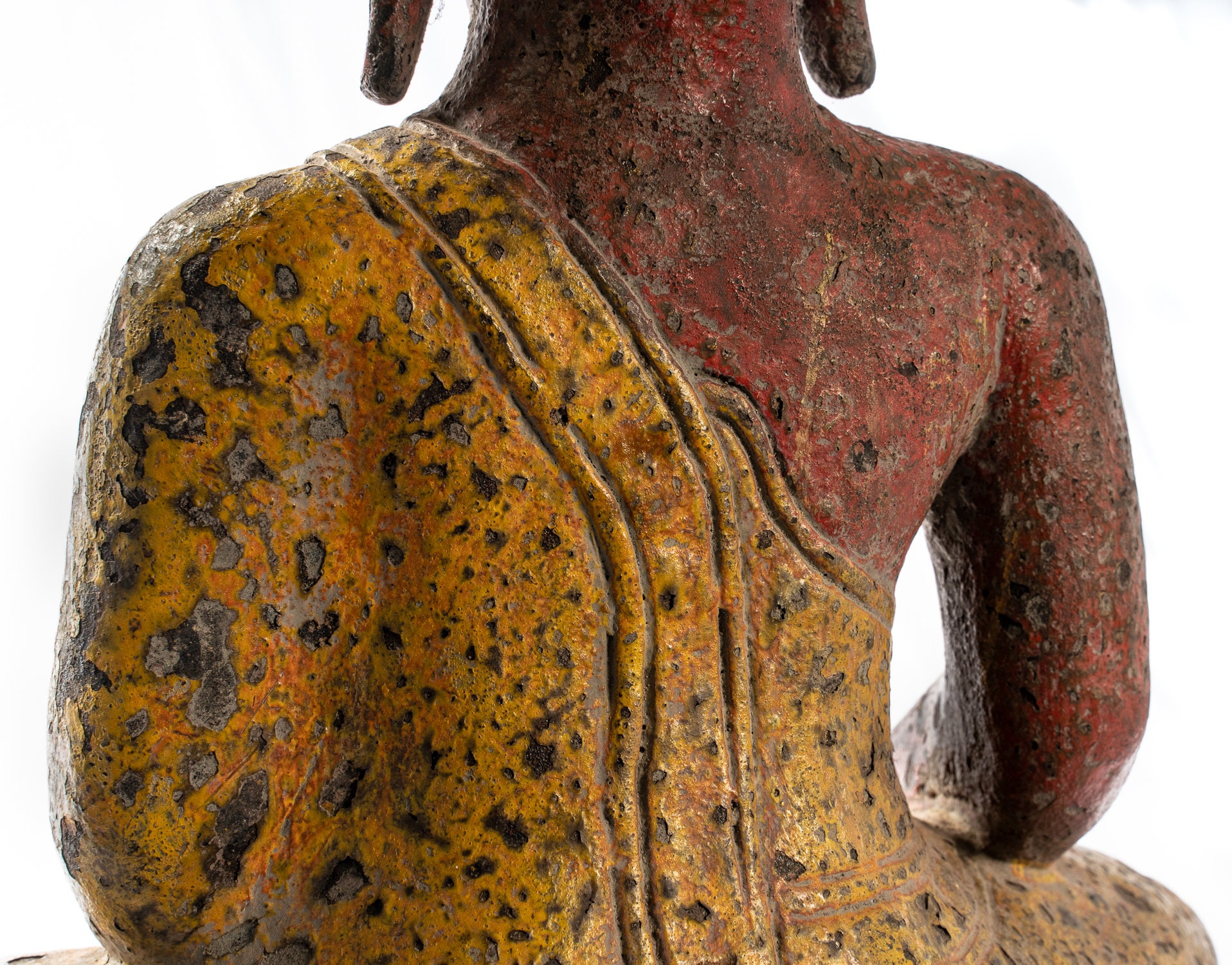 Buddha Statue - Antique Khmer Style SE Asia Wood Enlightenment Buddha ...