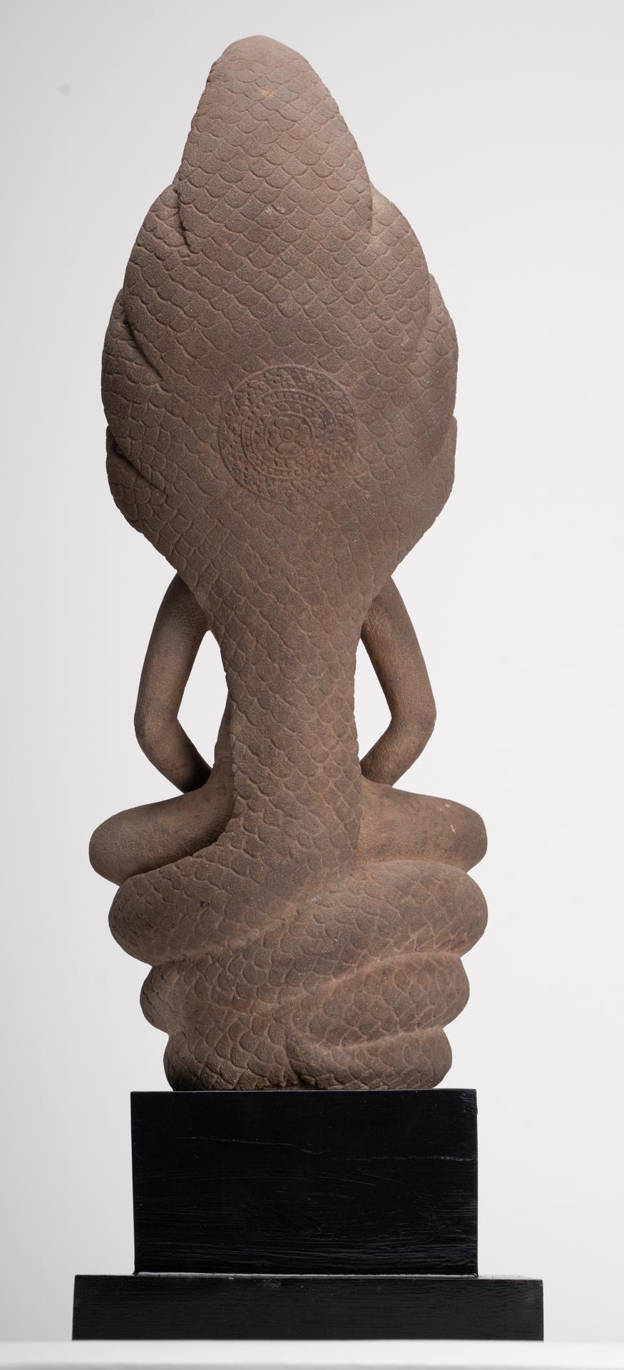 Buddha Statue - Antique Dvaravati Style Thai Stone Naga Meditation ...