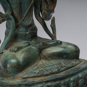 Manjushri Statue - Antique Java Style Majapahit Seated Bronze Deity Manjushri Statue - 46cm/18 ...