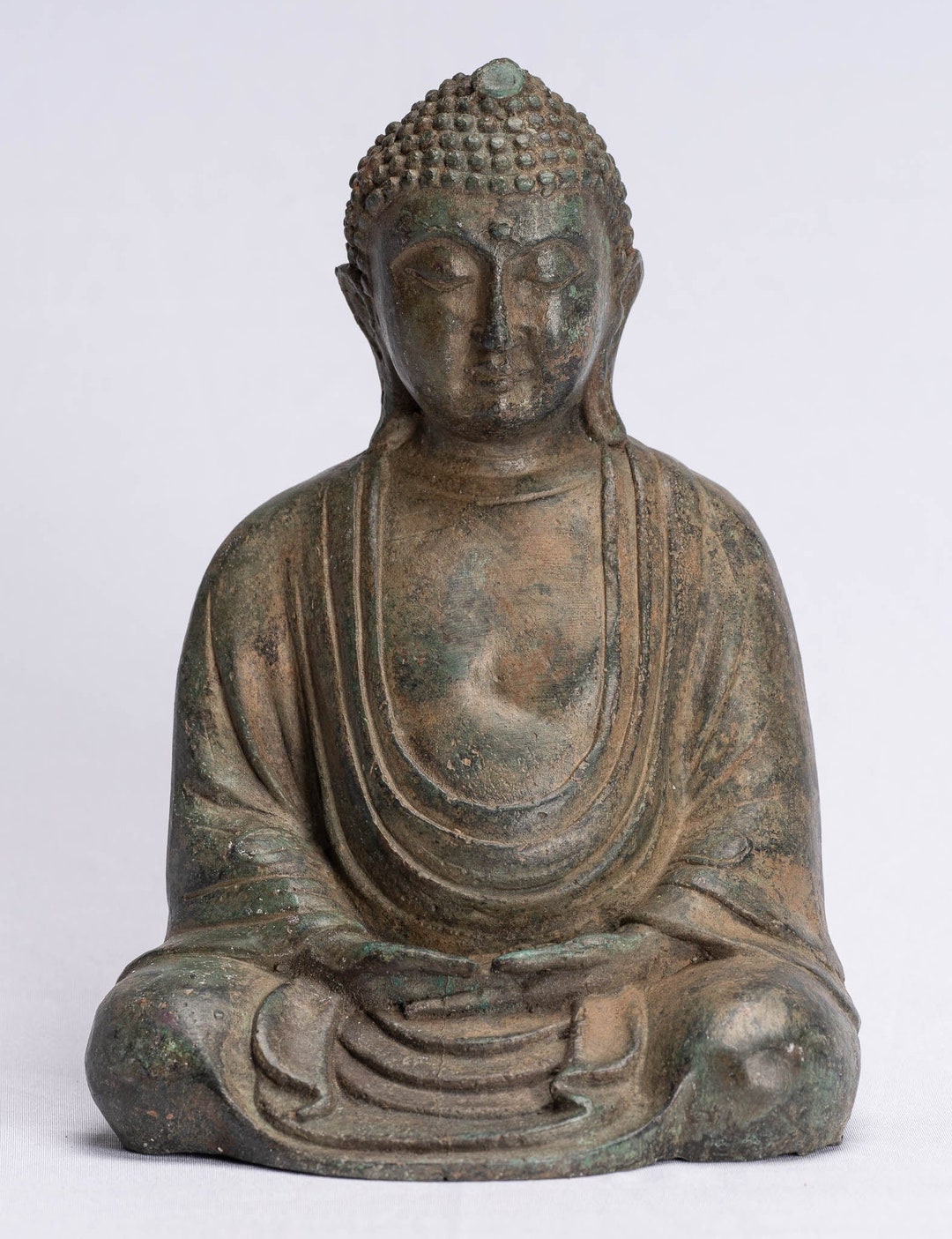 Japanse Boeddha Antiek bronzen zittende meditatie Amitabha Boeddhabeeld ...