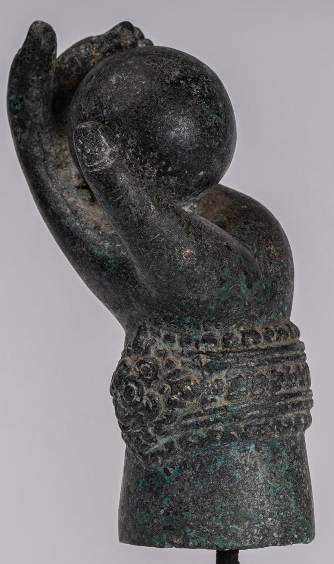 Mounted Antique Khmer Style Southeast Asia Bronze Vishnu Hand & Pinda ...