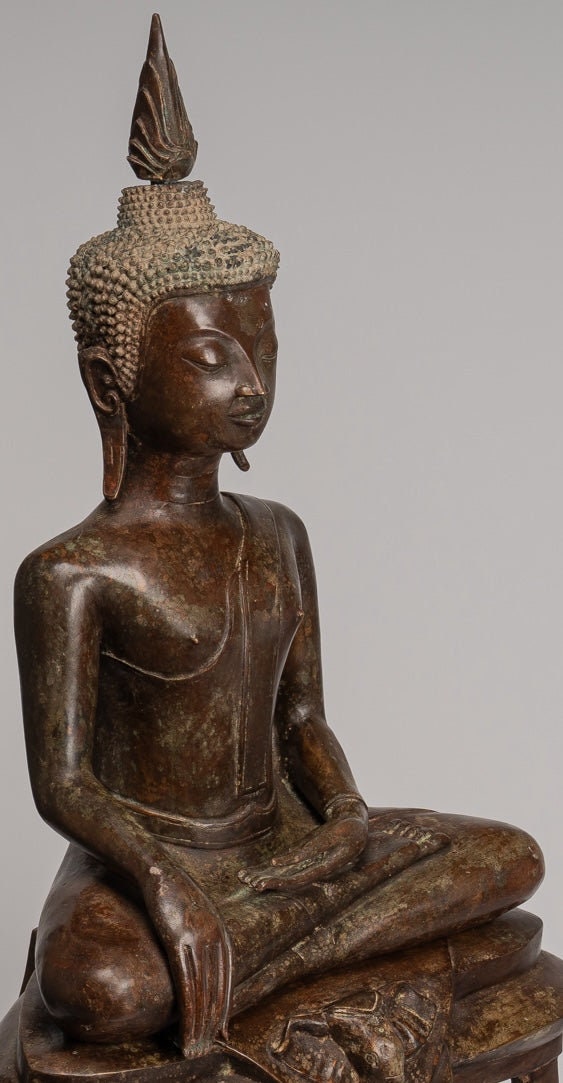 Buddha Statue - Antique Thai Style Chiang Rung Seated Enlightenment ...