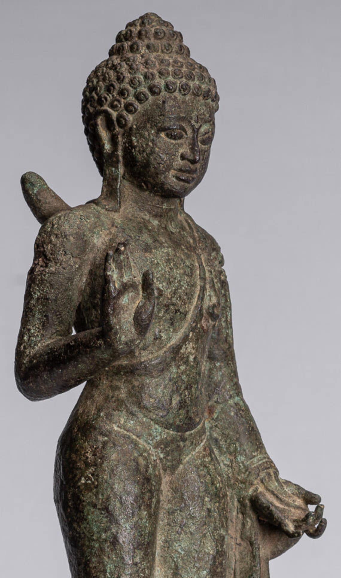 Buddha Statue - Antique Indonesian Style Javanese Standing Protection ...