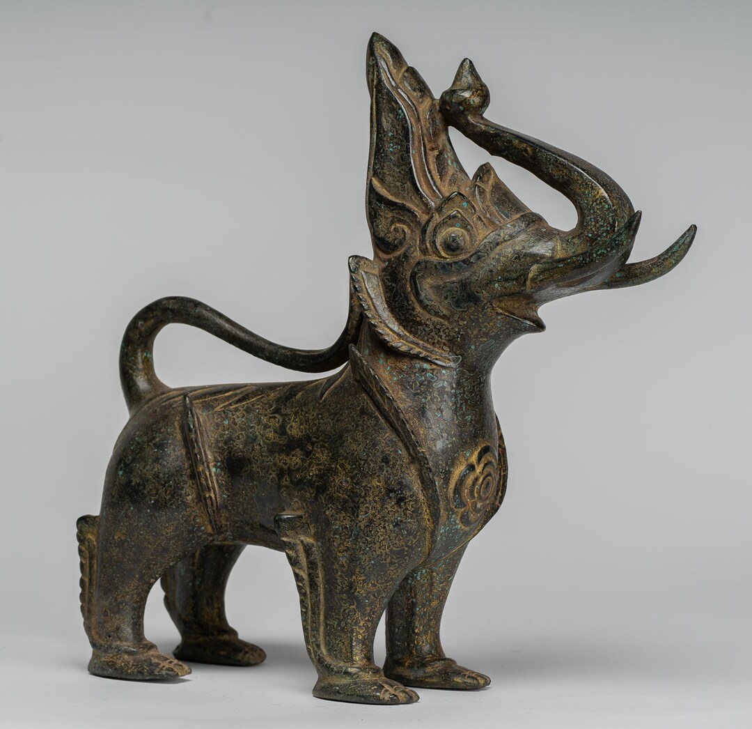 Antique Burmese Style Bronze Standing Chinthe Guardian Temple Lion - 29cm/12" - Etsy