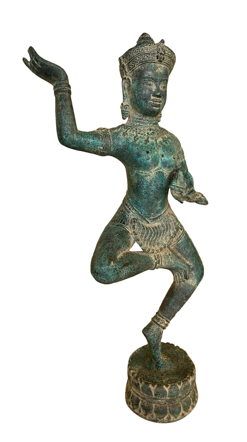 Antique Khmer Style Angkor Wat Bronze Standing Apsara or Angel - 54cm ...