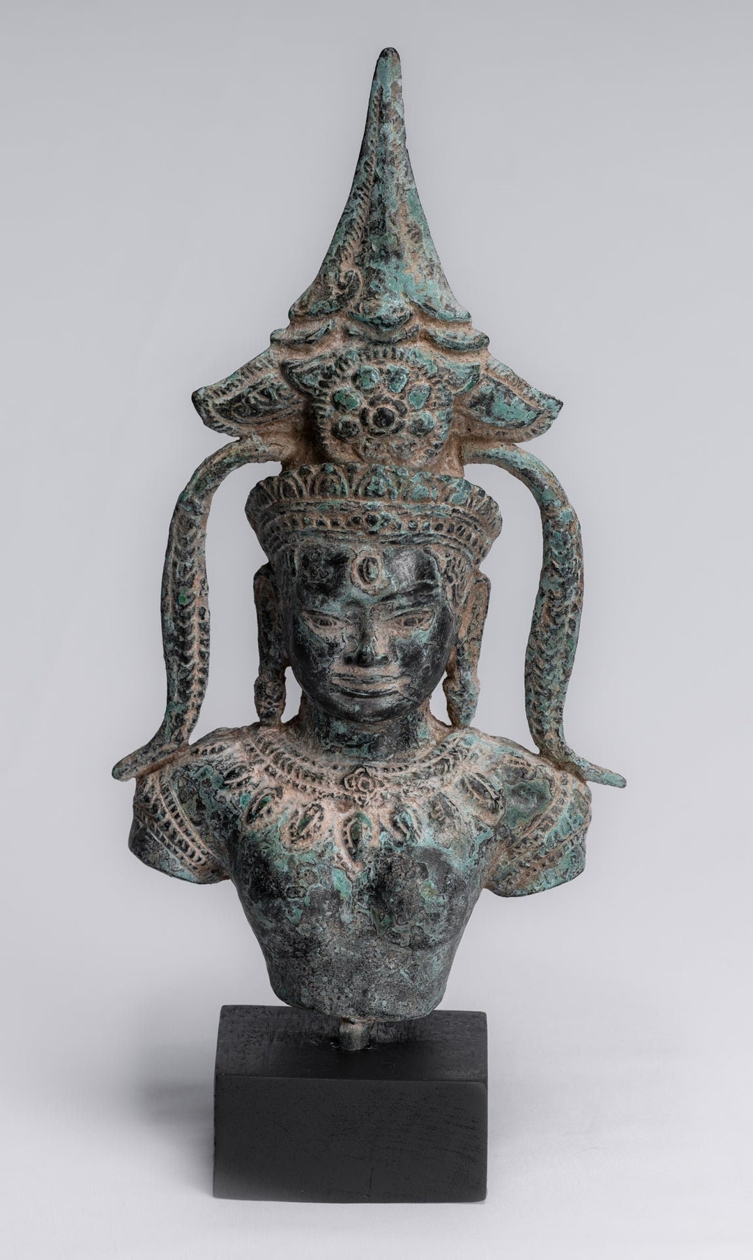 Antique Khmer Style Bronze Angkor Wat Apsara Torso or Angel Statue ...