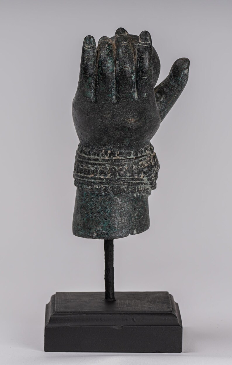 Mounted Antique Khmer Style Southeast Asia Bronze Vishnu Hand & Pinda ...