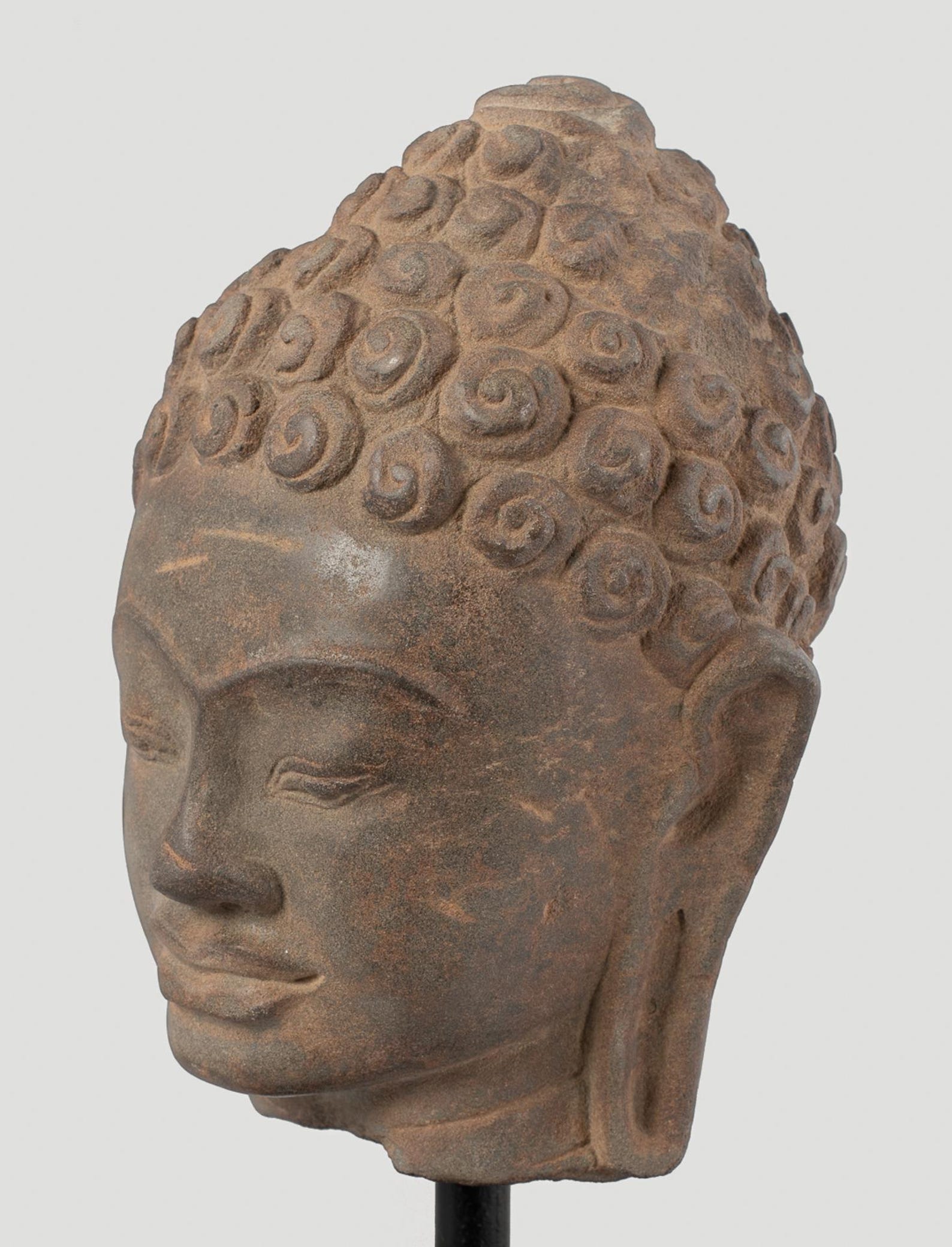 Buddha Statue - Antique Dvaravati Style Thai Stone Buddha Head Statue ...