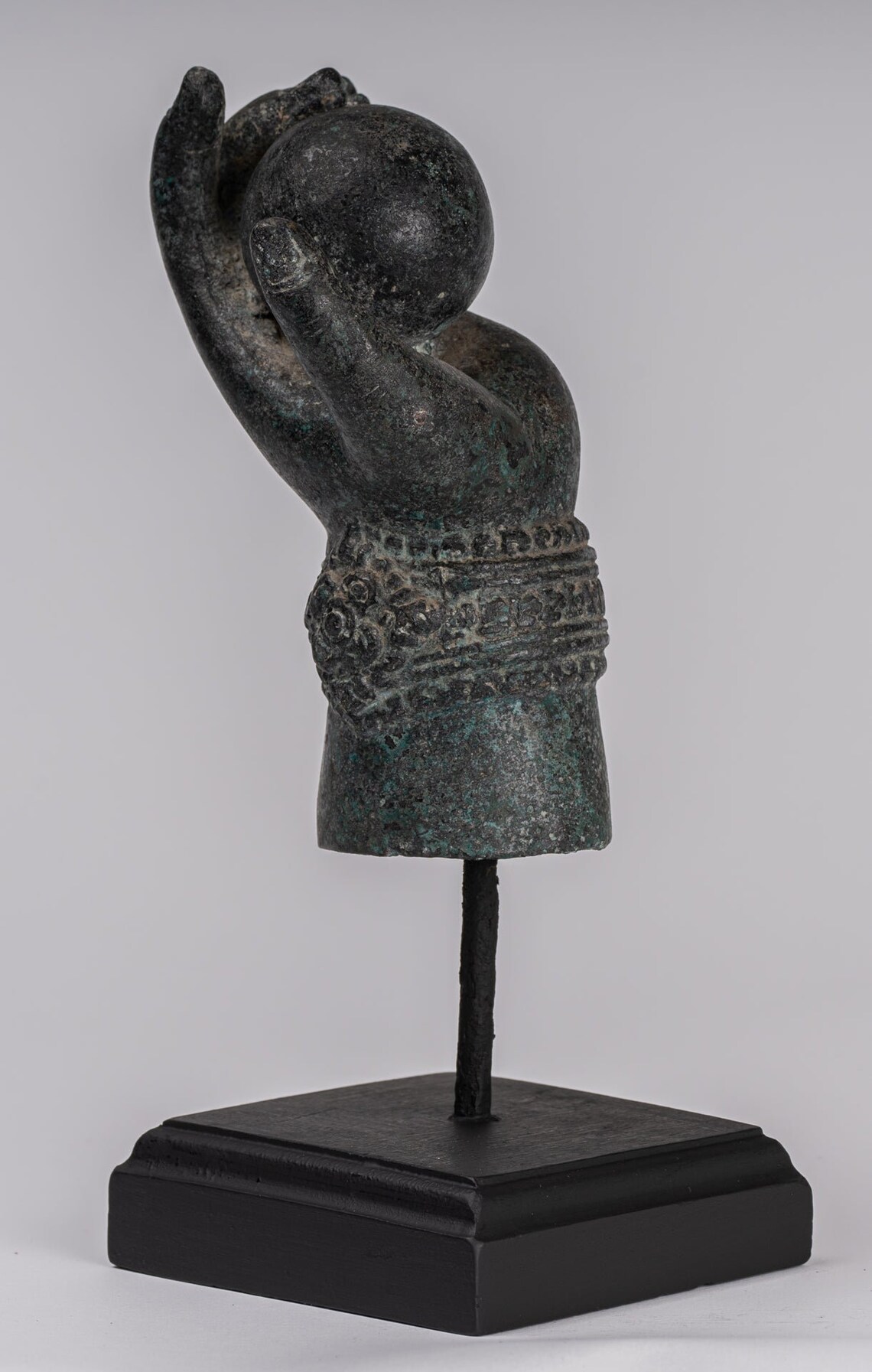 Mounted Antique Khmer Style Southeast Asia Bronze Vishnu Hand & Pinda ...