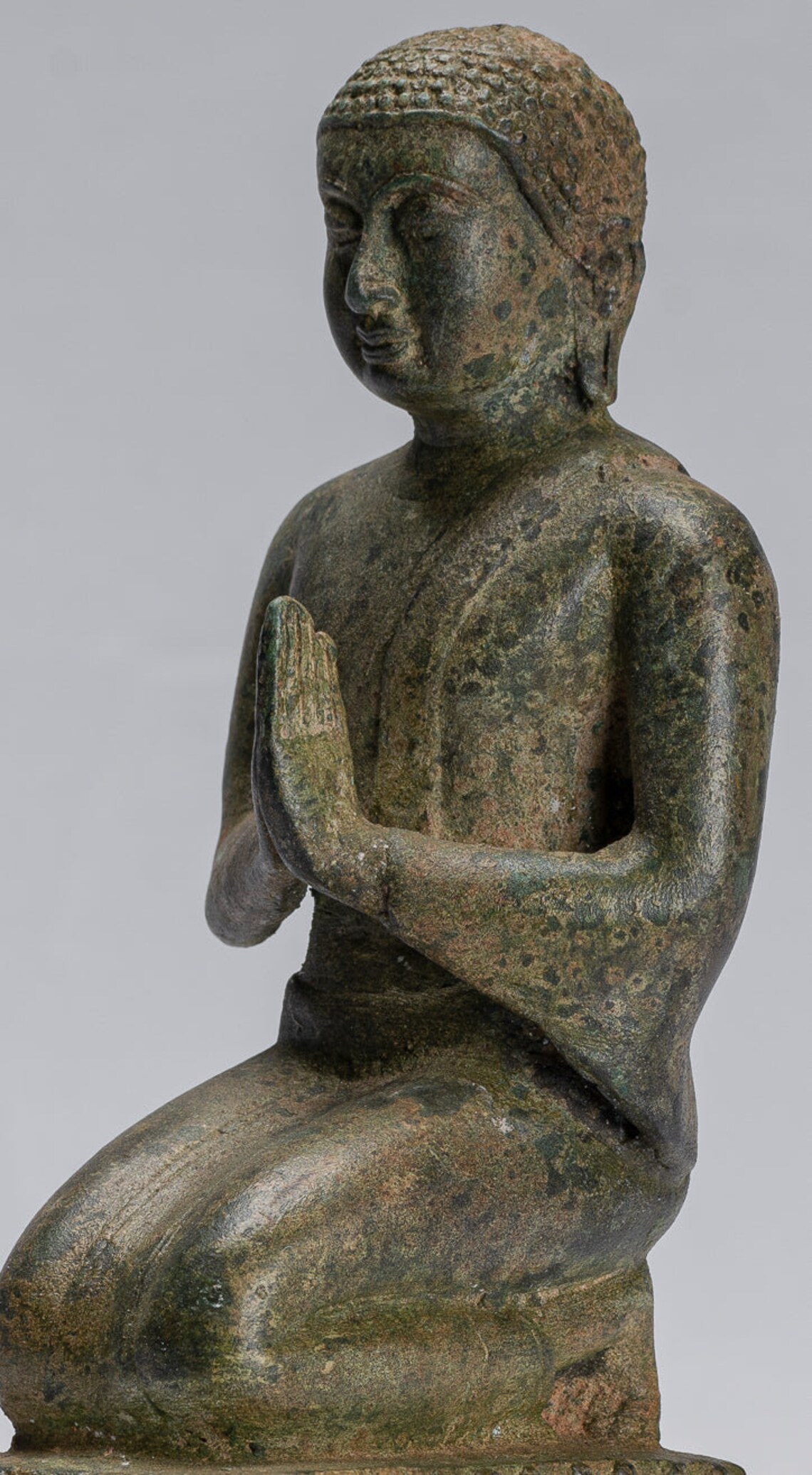Buddha Statue - Antique Thai Style Bronze Dvaravati Devotee or Disciple ...