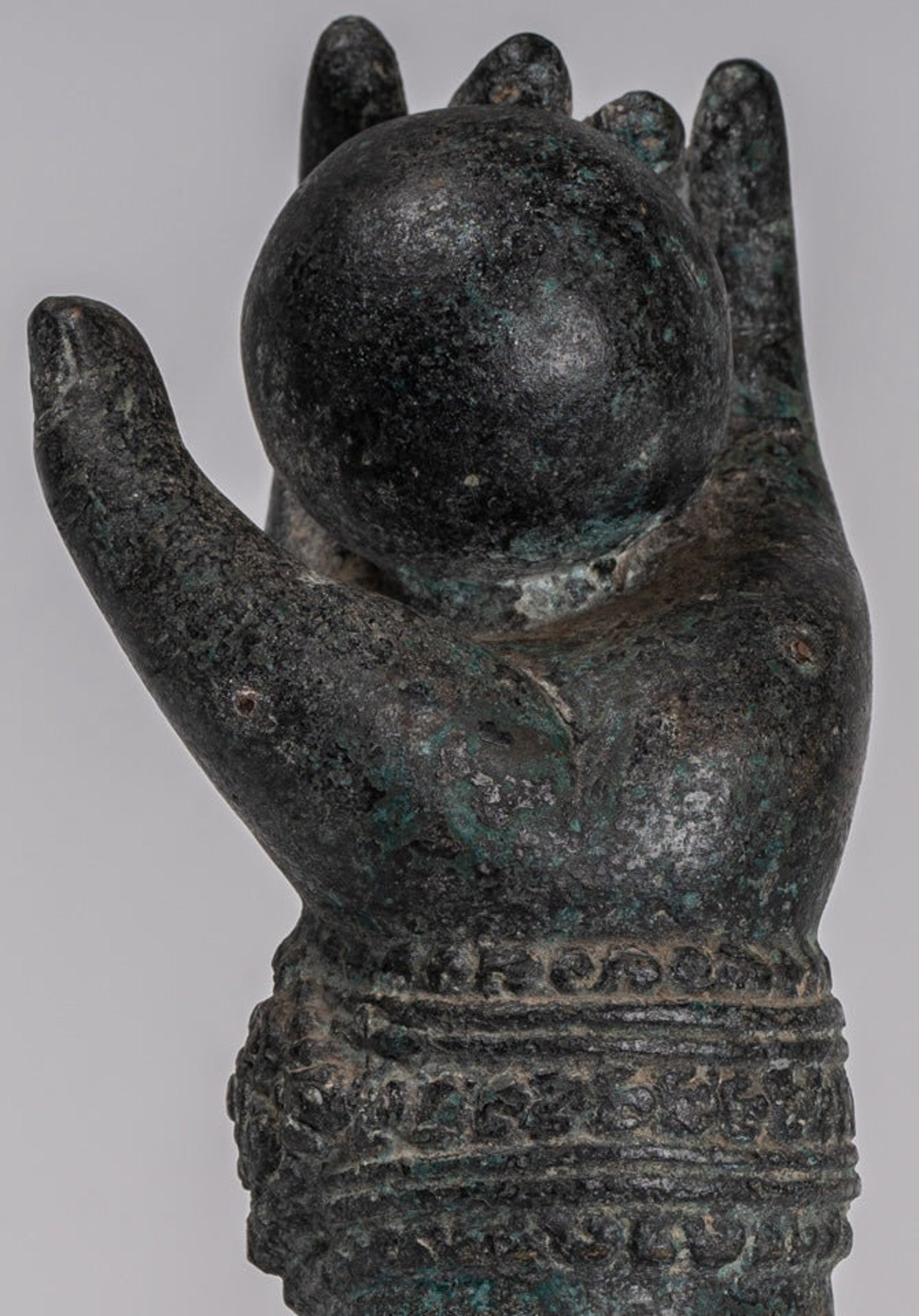 Mounted Antique Khmer Style Southeast Asia Bronze Vishnu Hand & Pinda ...