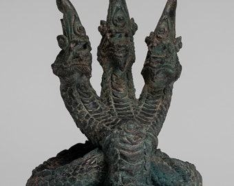 Antique Thai Style Bronze Nine Head Protective Naga, Snake or Serpent ...