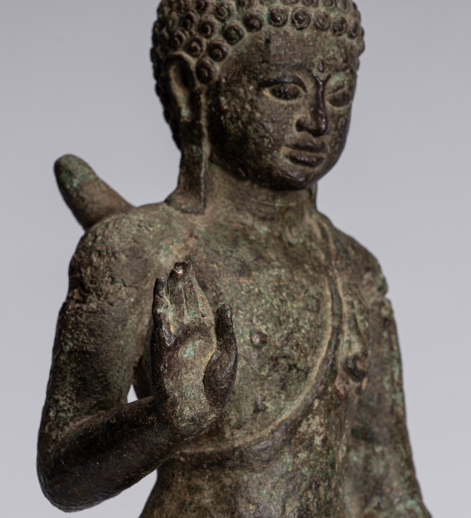 Buddha Statue - Antique Indonesian Style Javanese Standing Protection ...