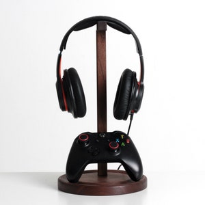 Wood Headphone Stand With Xbox or PS Controller Holder Walnut ...