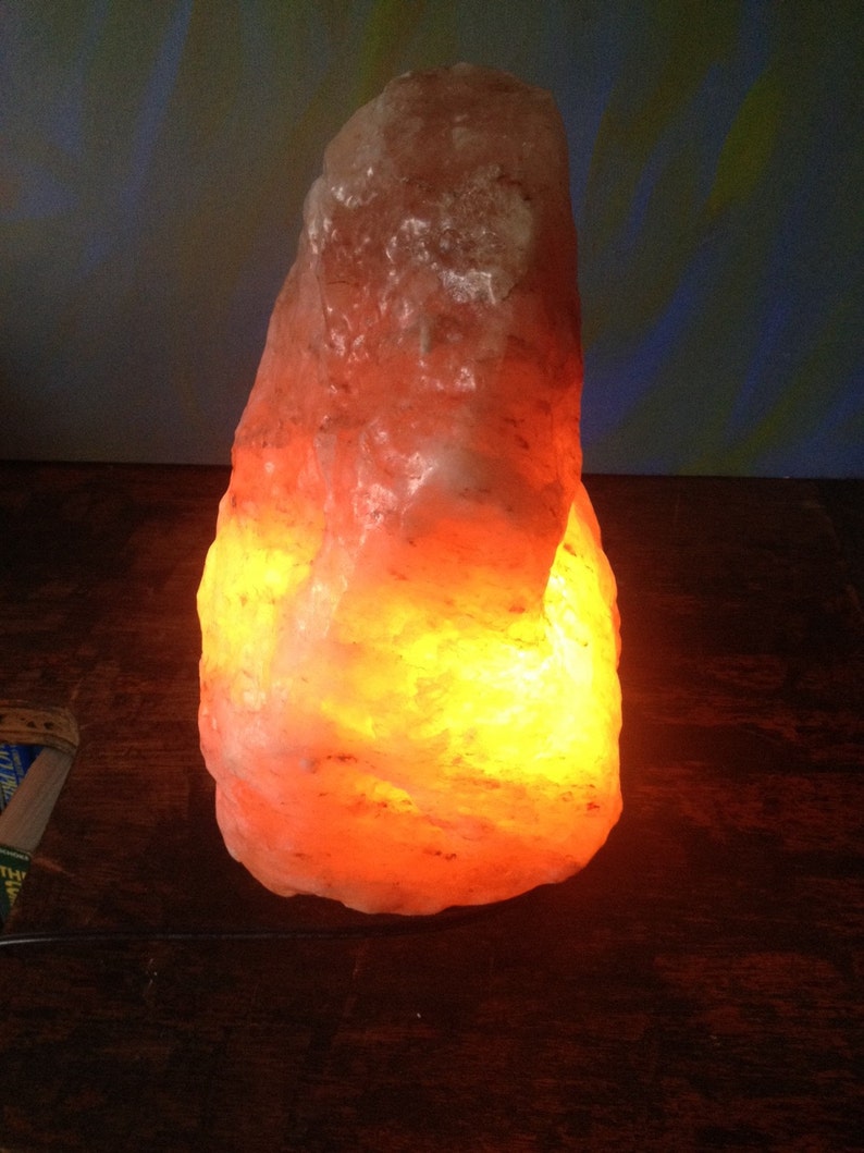 Himalayan Salt Rock Table Lamp Night Light on Round Polished - Etsy UK