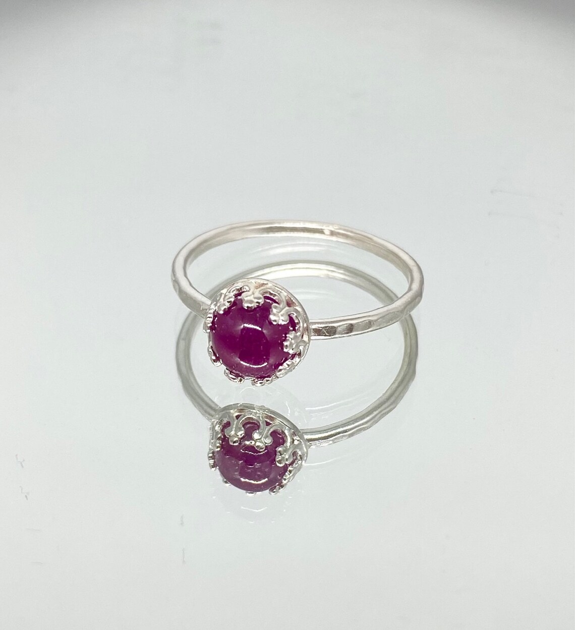 Ruby Ring Ruby Jewelry Sterling Silver Ring Dainty Ruby - Etsy