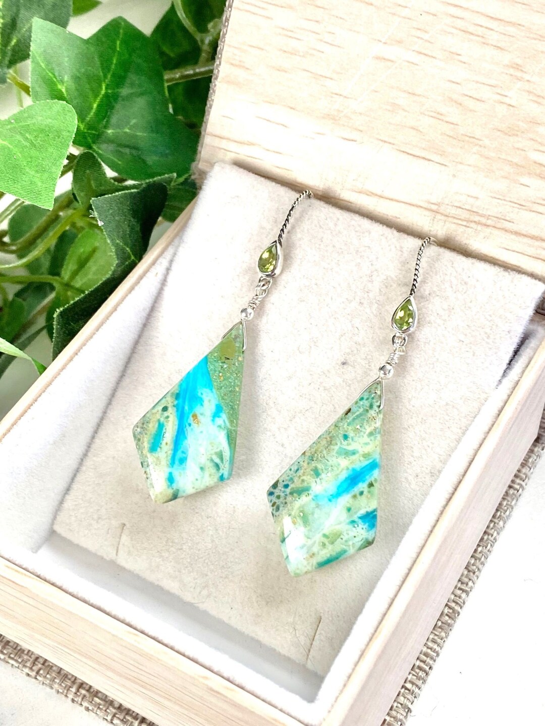 Opalina Gemstone Earrings - Gemstone Jewelry - Peridot Ear Wires ...
