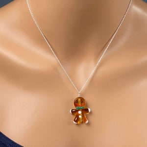 Gingerbread Man Pendant Necklace - Gingerbread Jewelry - Holiday ...