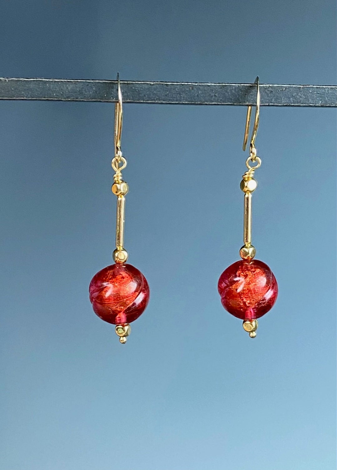 Murano Glass Earrings Vintage Venetian Glass Holiday Jewelry Red ...