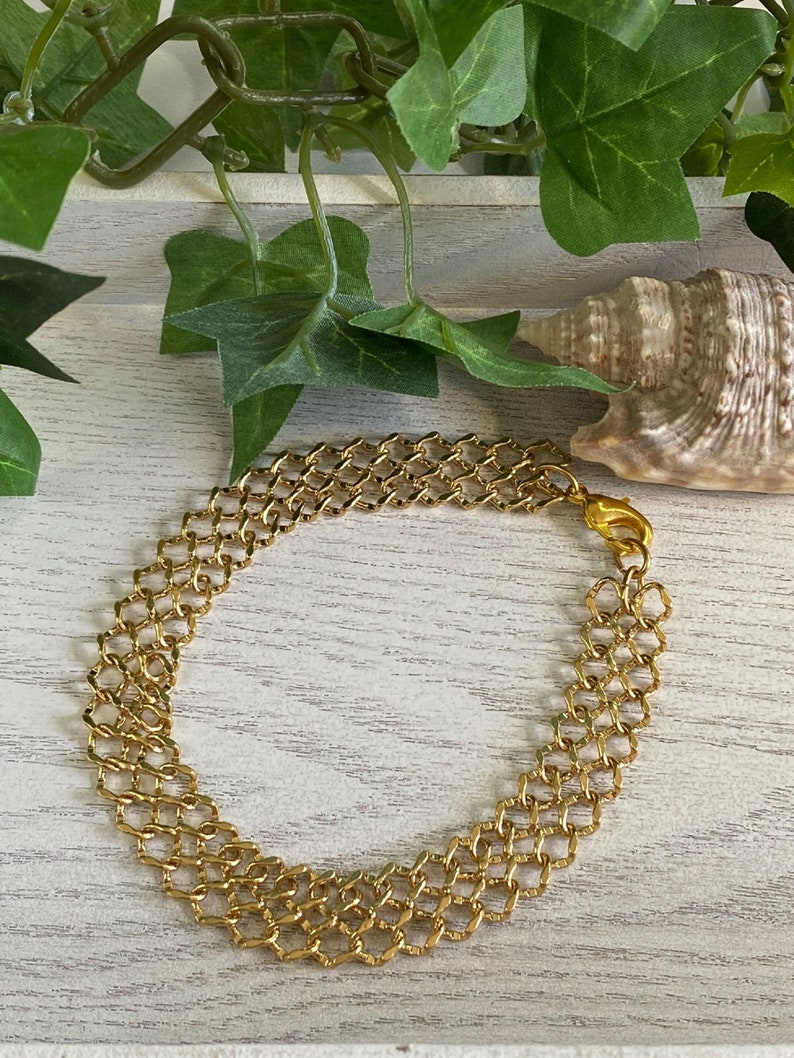 Gold Weave Anklet Gold Overlay Ankle Jewelry Chain Link - Etsy