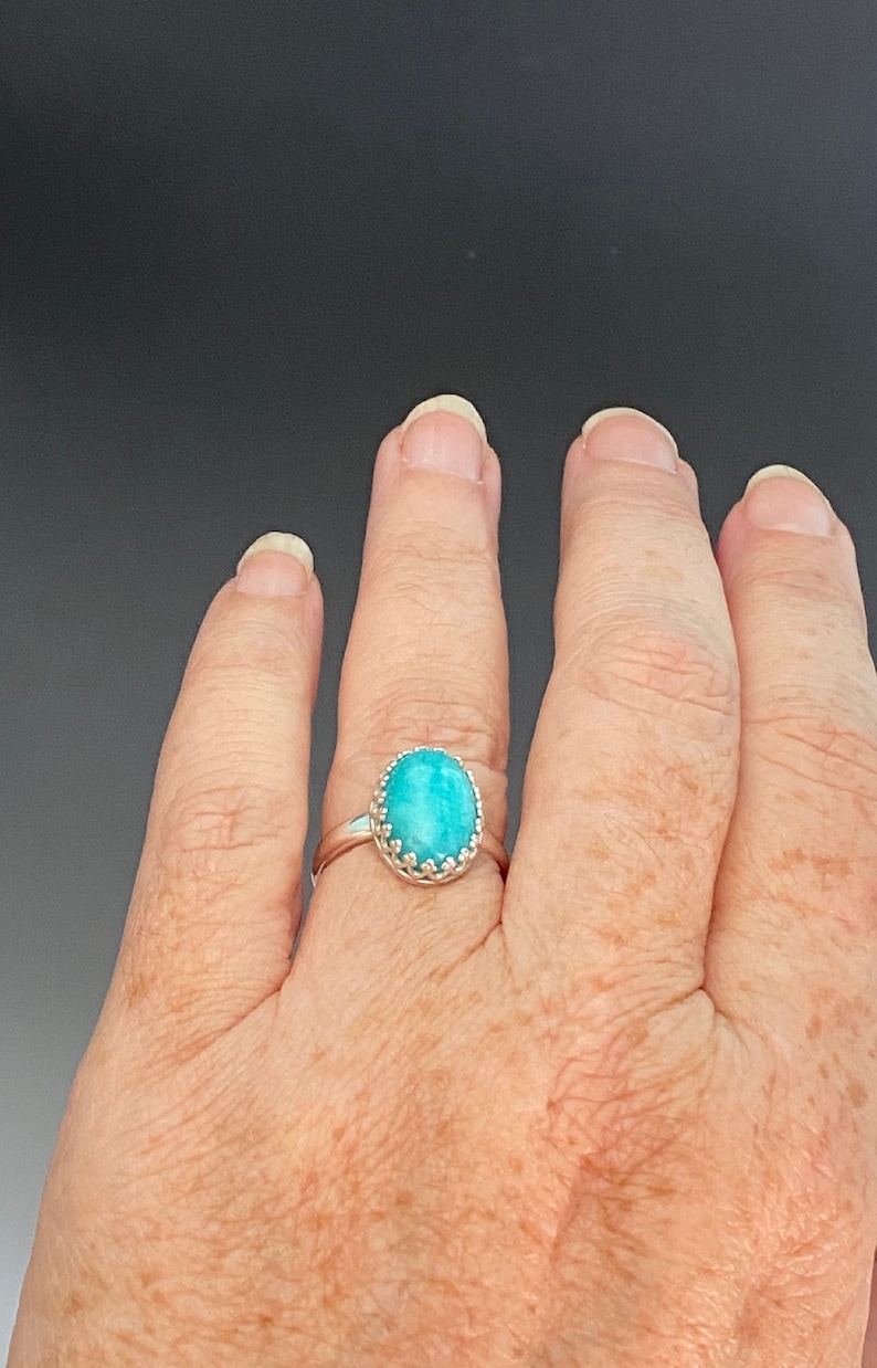 Blue Amazonite Sterling Silver Ring Amazonite Jewelry | Etsy