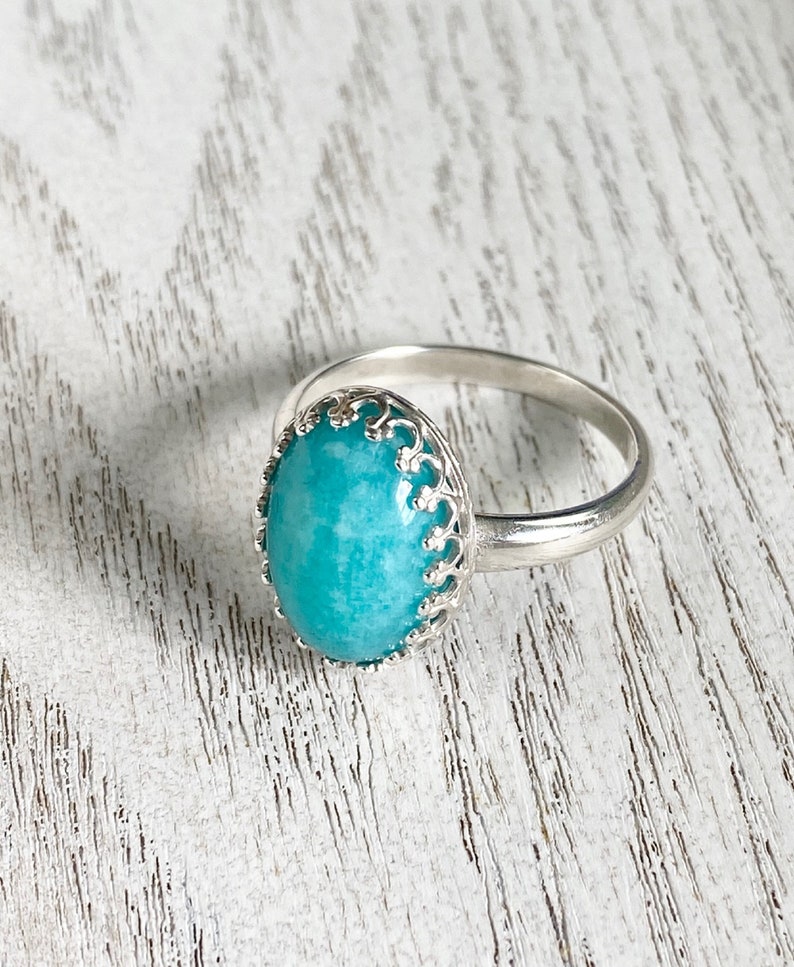 Blue Amazonite Sterling Silver Ring Amazonite Jewelry | Etsy