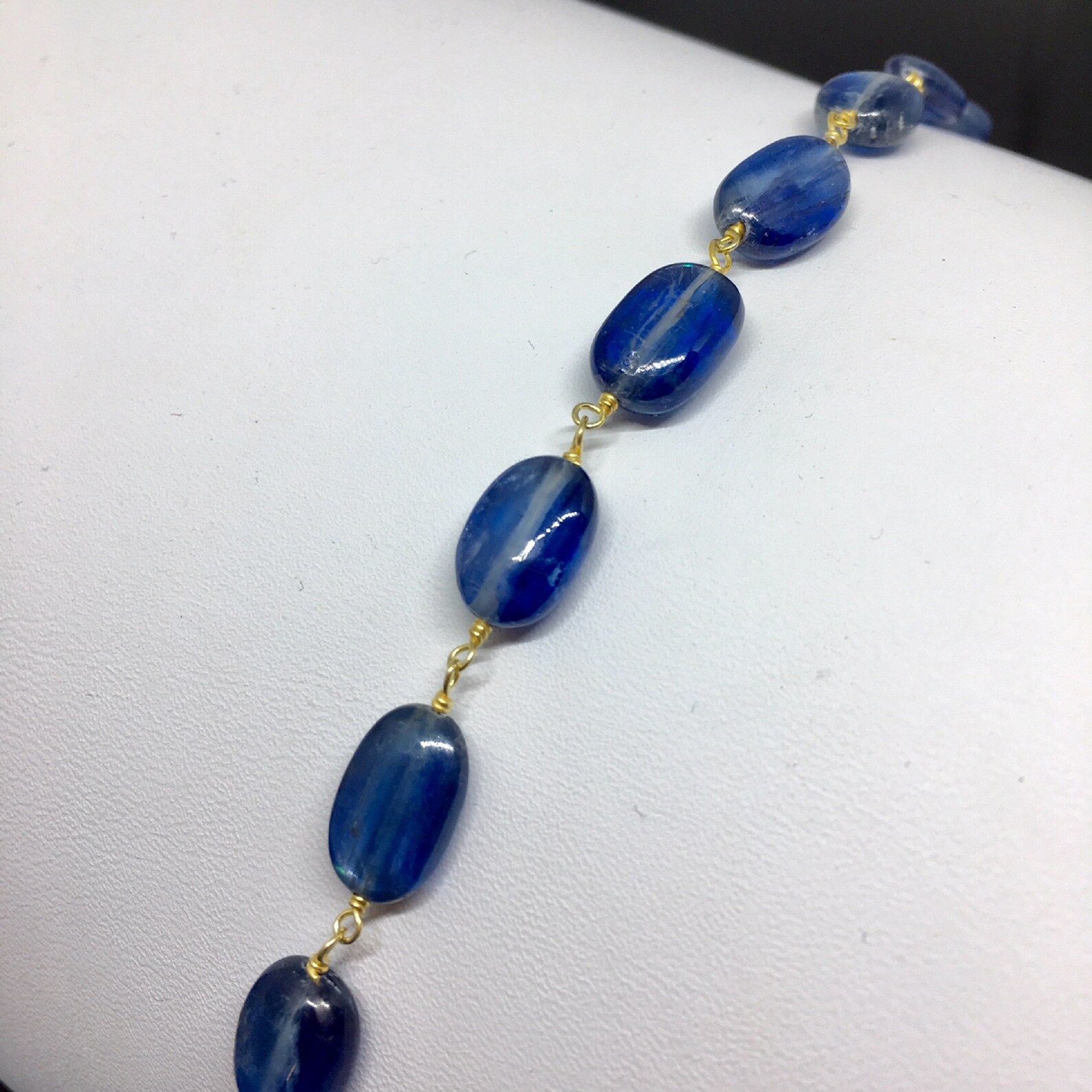 Kyanite Beaded Bracelet Blue Kyanite Jewelry Gemstone Link | Etsy