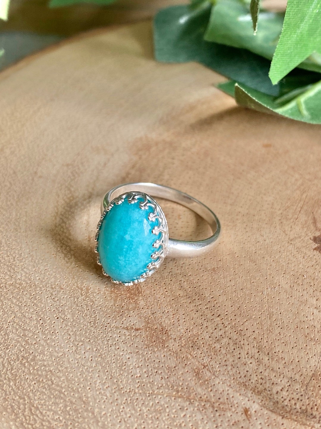 Blue Amazonite Sterling Silver Ring - Amazonite Jewelry - Solitaire ...