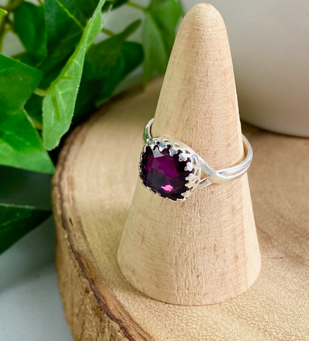 Purple Crystal Ring - Crystal Jewelry - Solitare Cushion Cut Ring ...
